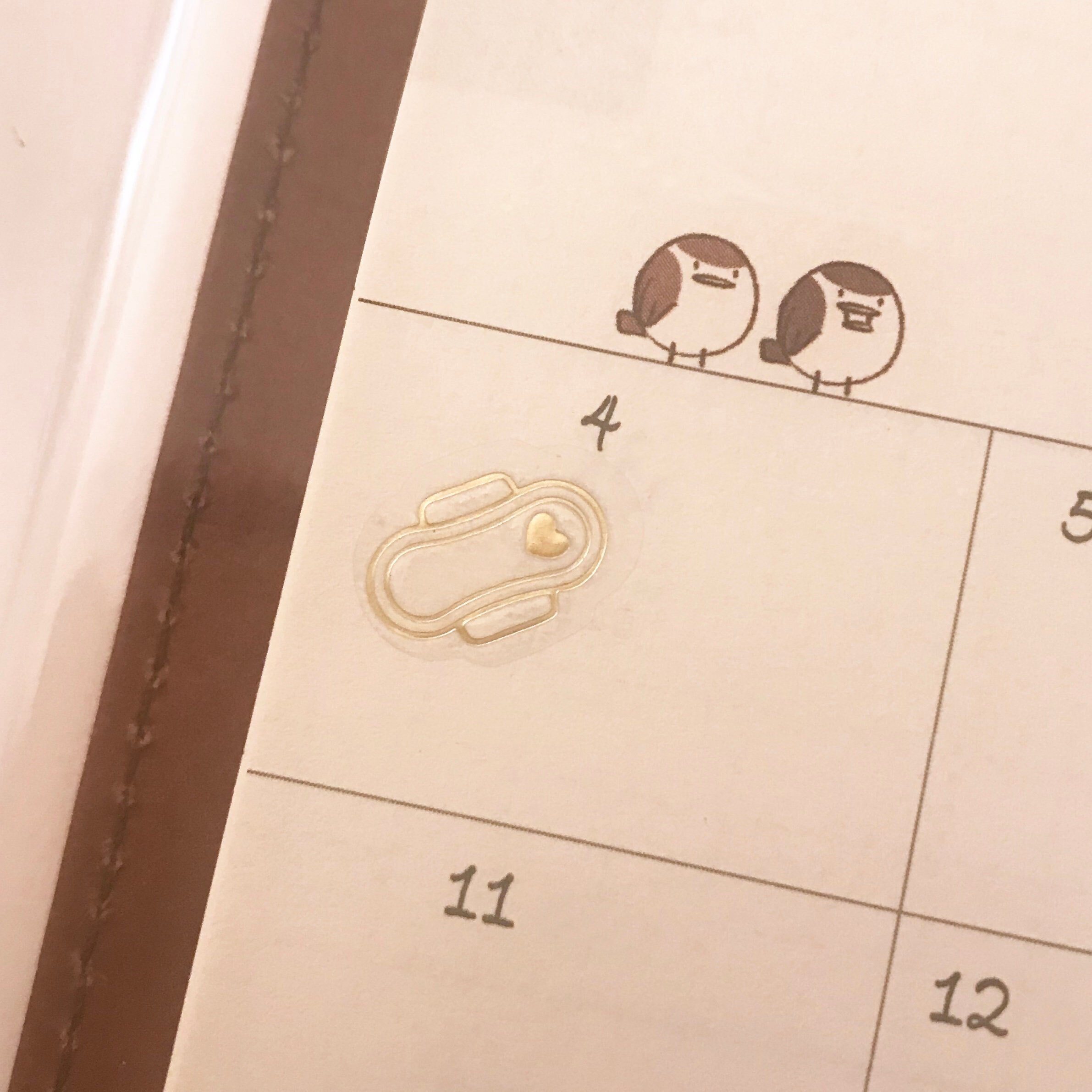 50 Period Tracker Planner Stickers | Gold Metallic Foil Period Stickers ...