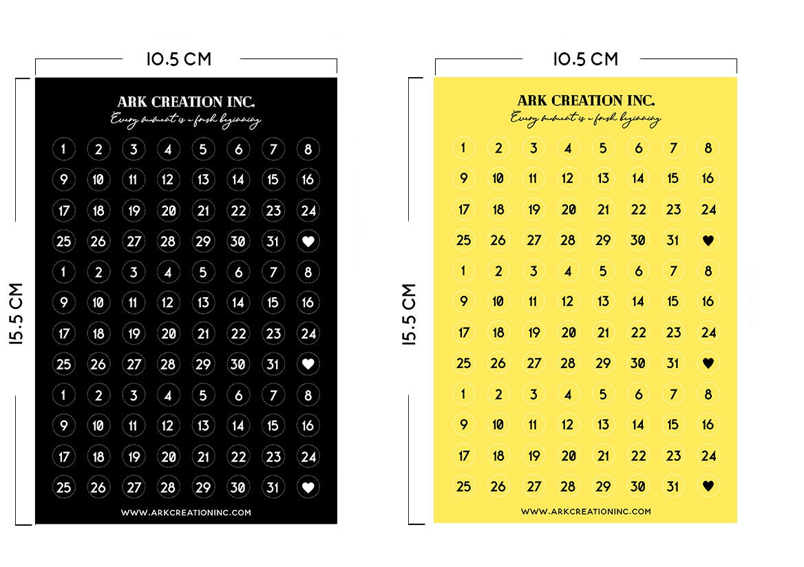 Small Number Stickers Planner Date Label Tiny Date - Etsy Canada