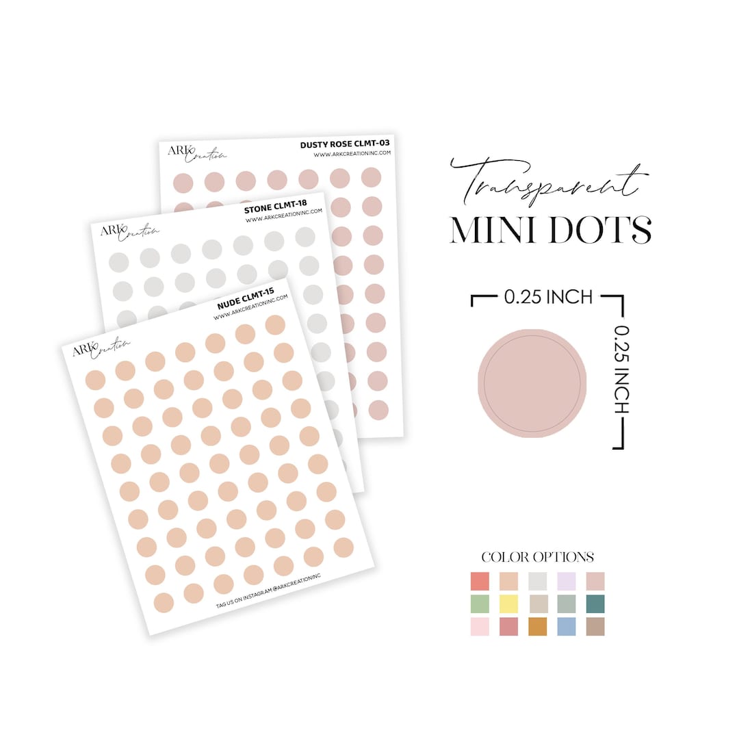 Colorful Planner Dots TRANSPARENT MINI Droplet Planner Stickers | Mini ...