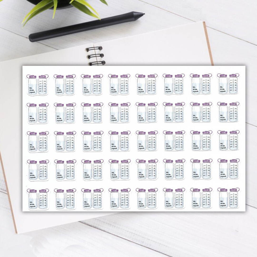 40 Water Tracking Stickers | Hydrate Stickers | Bullet Points Stickers ...