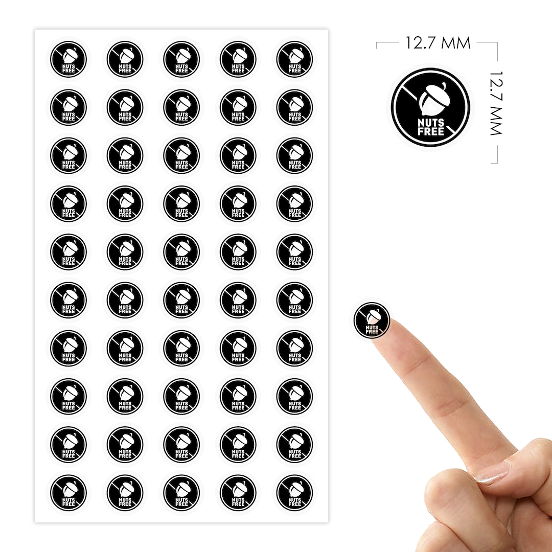 50 Gold/silver/black Nuts Free Stickers | Food Allergy Warning Labels ...