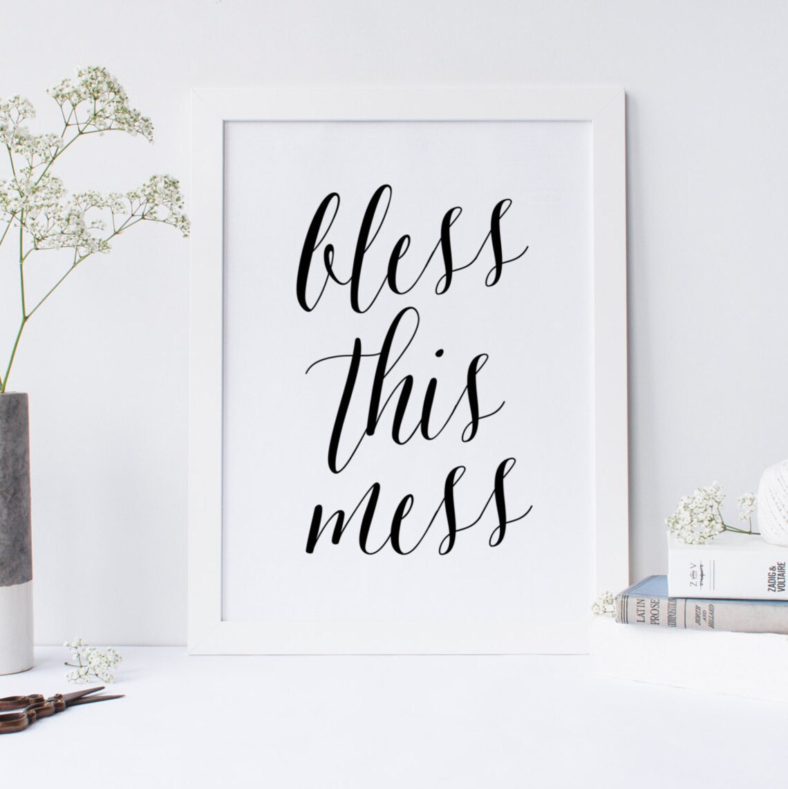 Bless This Mess Print Calligraphy Quote Gallery Wall Art | Etsy