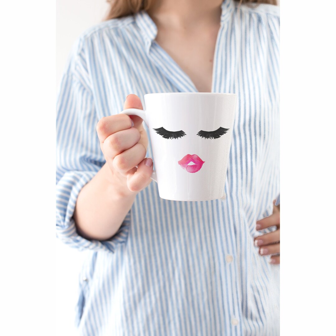 Lips and Lashes Mug, Latte Mug, Cute Mug, Eyelash Mug, Bridal Party ...