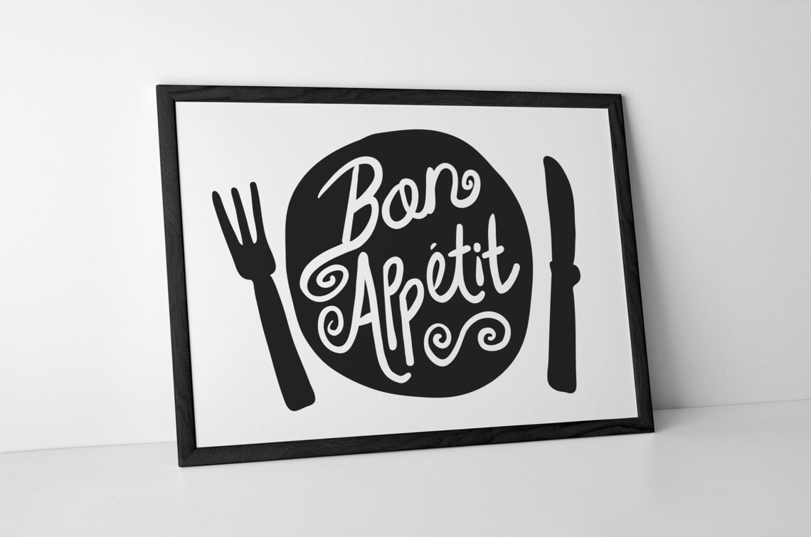 Bon Appetit Print Bon Appetit Bon Appetit Quote Kitchen | Etsy