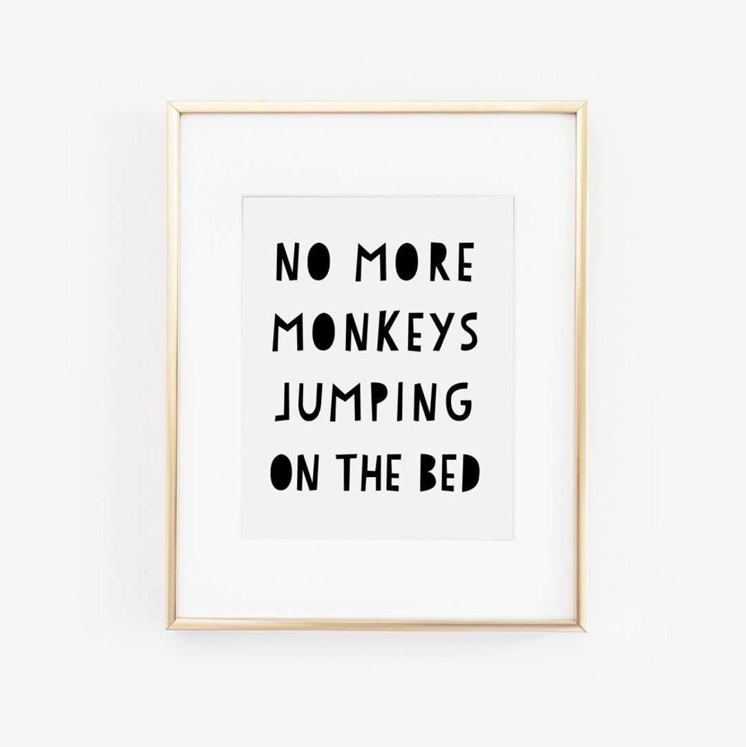 No More Monkeys Jumping on the Bed, Playroom Decor, Scandinavian Print ...