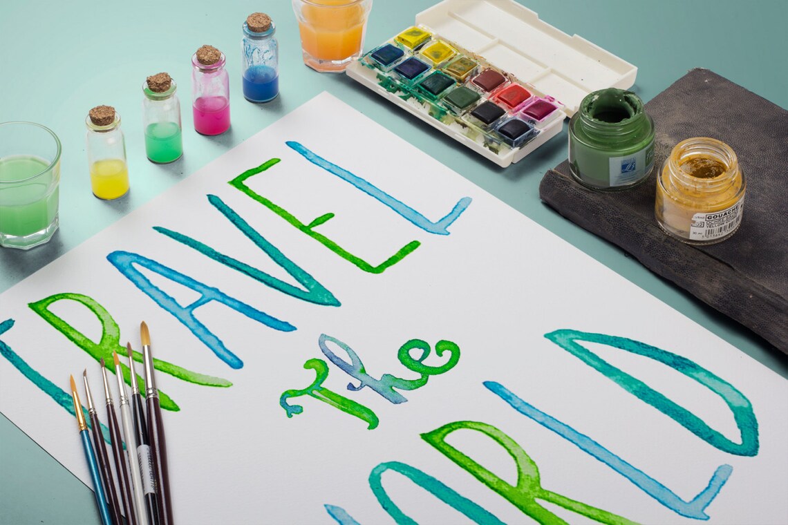 Travel the World Motivational Quote Watercolor Typography - Etsy