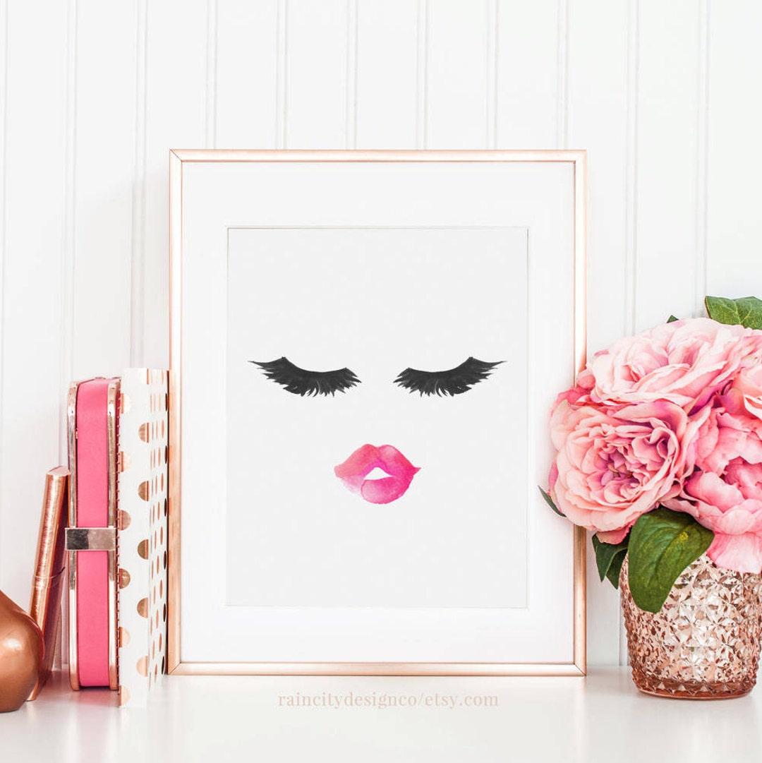 Eyelash Print, Lips and Lashes Print, Makeup Printable, Fashion Print ...