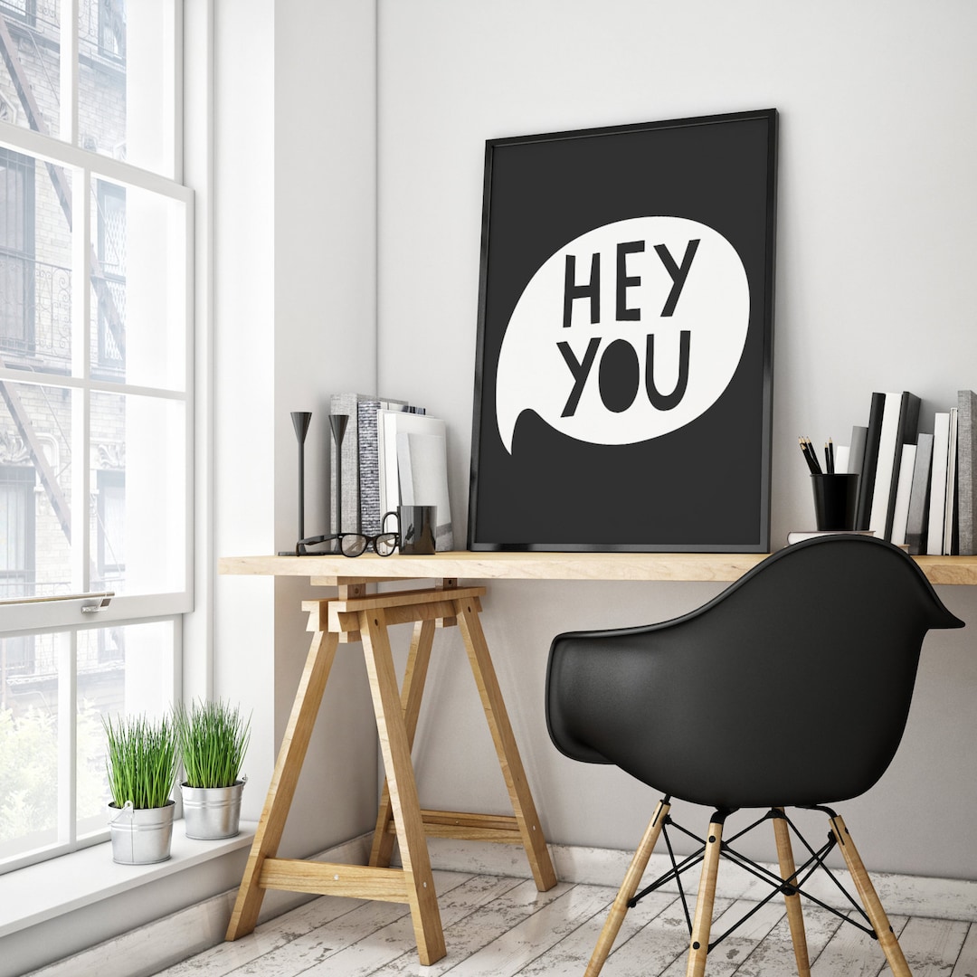 Hey You, Hello, Hello Print, Children Quote, Black and White ...