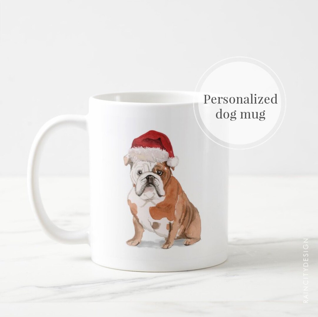 Dog Mug, Dog With Santa Hat, Ceramic Mug With Dog Wearing Santa Hat ...