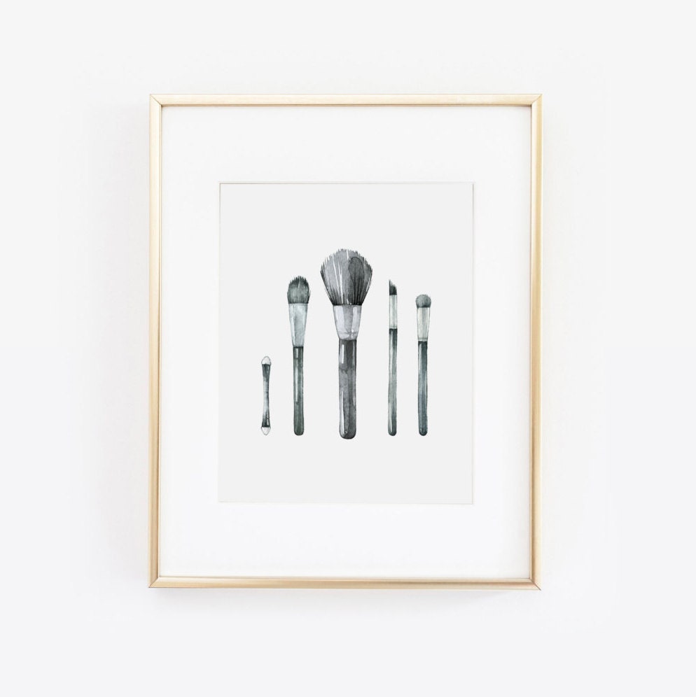 Makeup Brushes Makeup Brush Print Makeup Print Fashion | Etsy