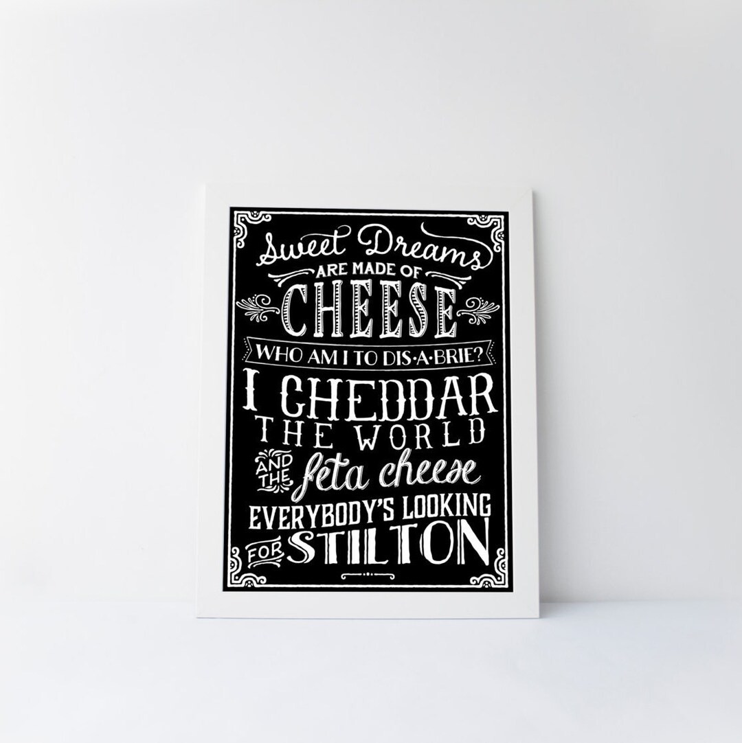 Cheese Print, Charcuterie Print, Cheese Art Print, Sweet Dreams Are ...