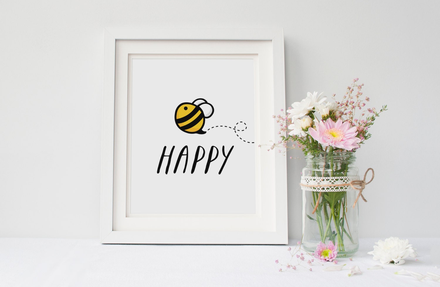 Be Happy, Playroom Wall Art, Bee Happy, Kids Room, Children Quote ...