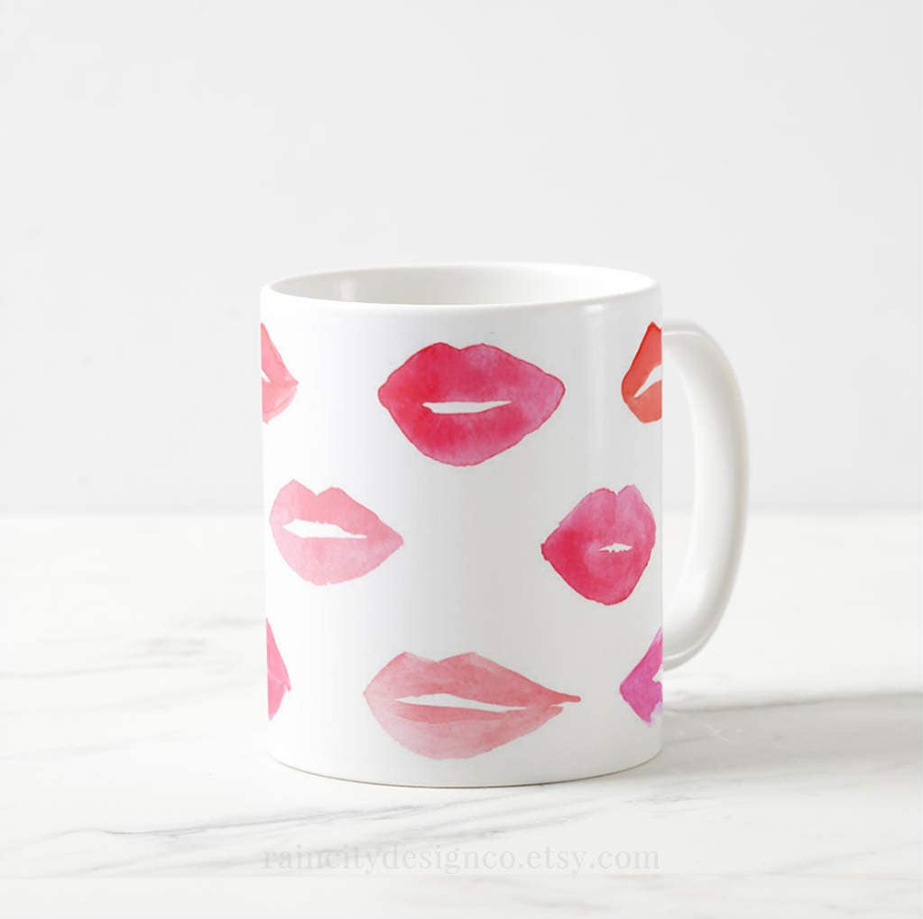 Lips Mug, Lips Coffee Mug, Eyelash Mug, Makeup Brush Cup, Lipstick Mug ...