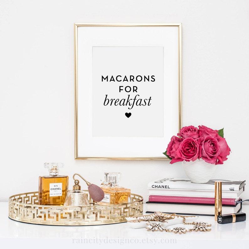 Macarons for Breakfast Macaron Print Quote Prints Fashion - Etsy