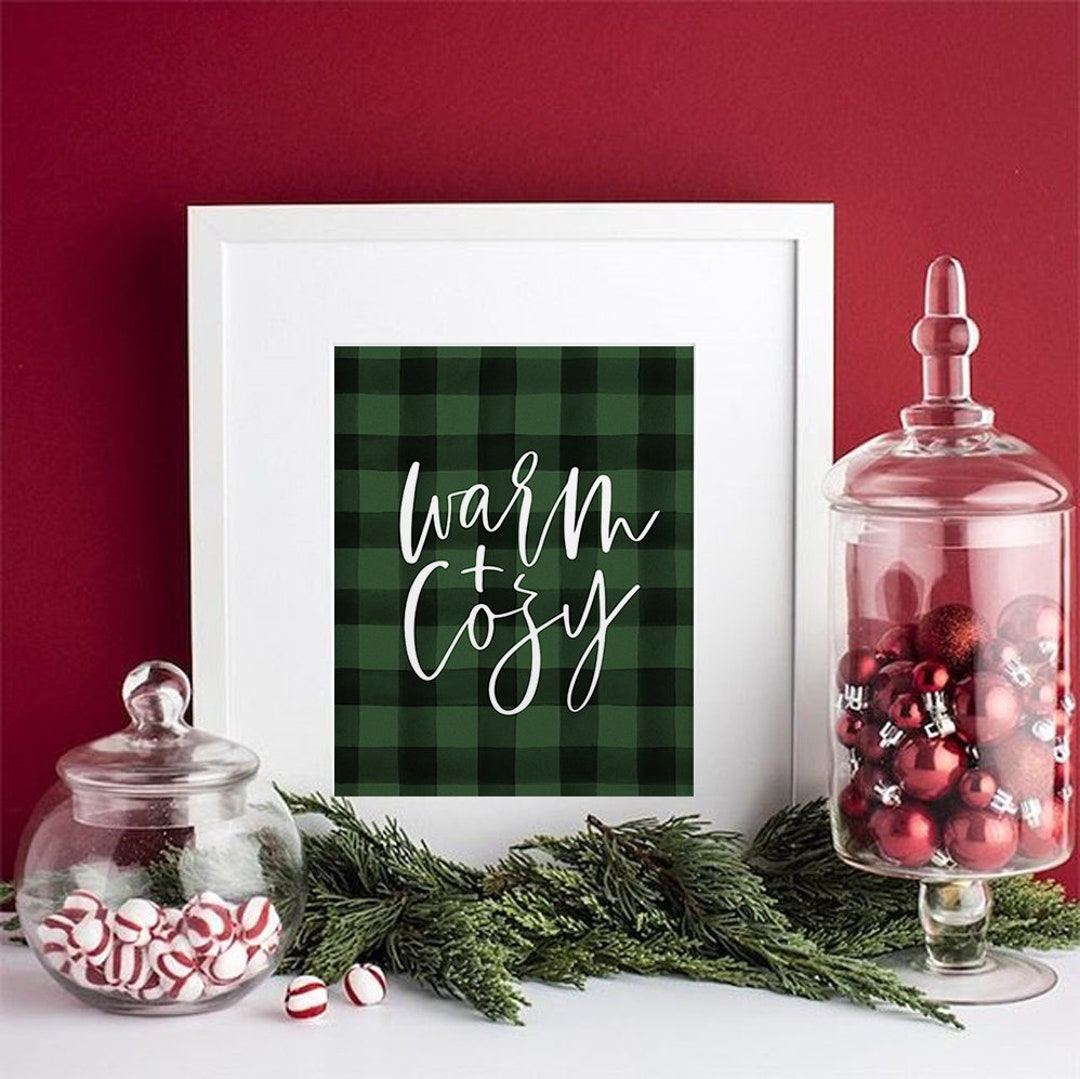Warm and Cozy Print, Christmas Printable Art, Christmas Decor, Buffalo ...