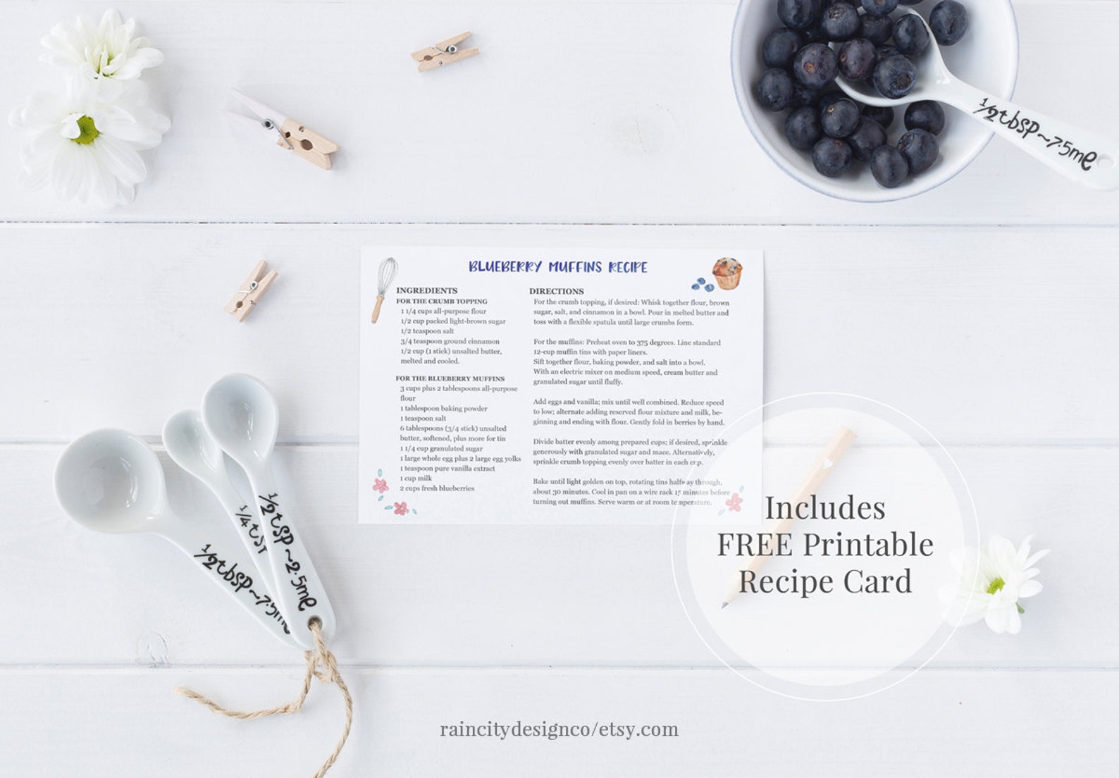 Blueberry Muffin Print Illustrated Recipe Recipe Print - Etsy