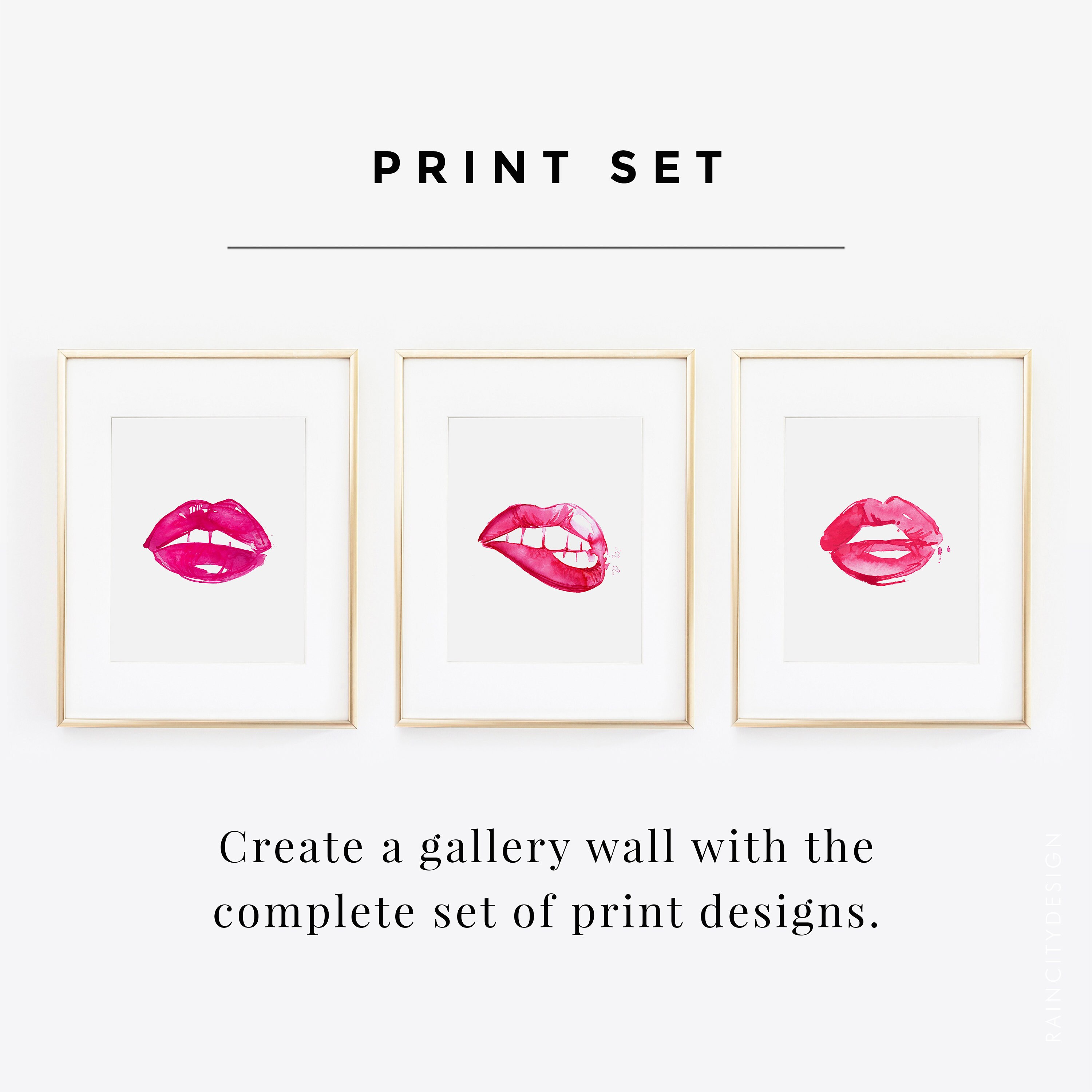 Pink Lips Print, Lipstick Print, Fashion Art, Makeup Print, Fashion ...
