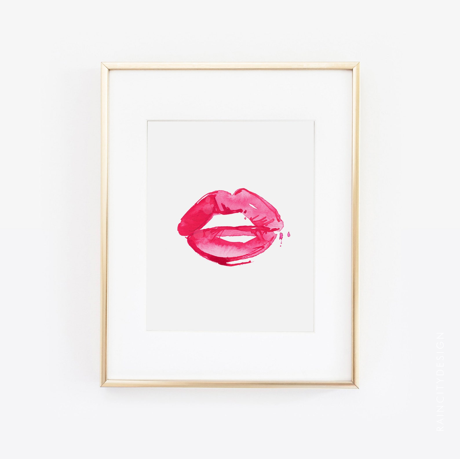 Lips Print, Set of 3 Prints, Fashion Art, Pink Lipstick Print, Makeup ...
