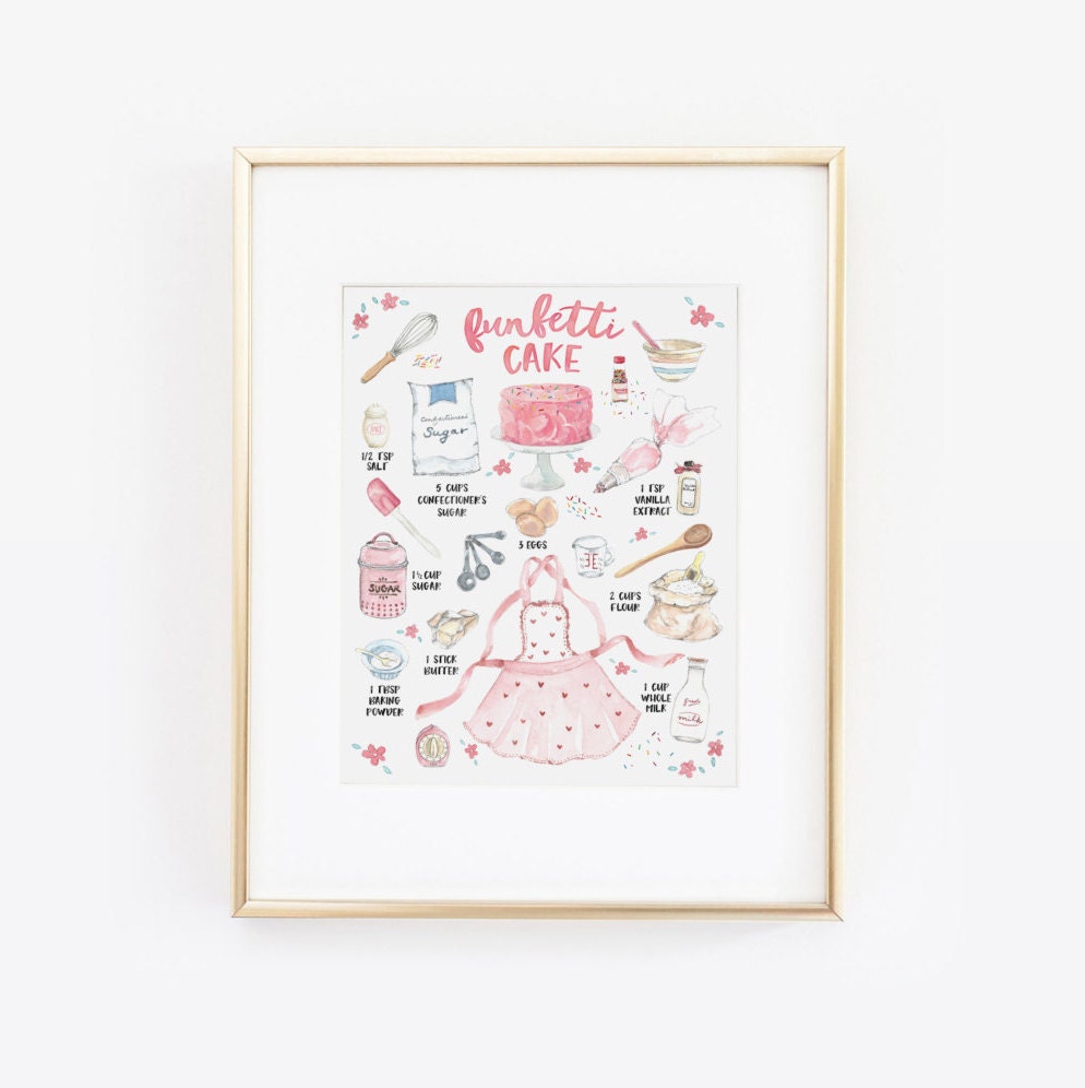 Watercolor Cake Print Funfetti Cake Cake Art Illustrated - Etsy