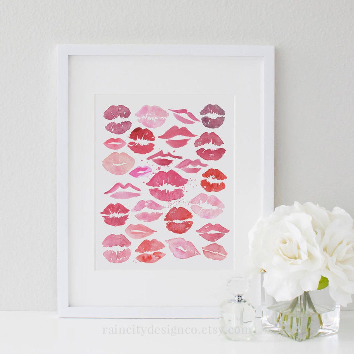 Pink Lips Print Fashion Print Kiss Print Makeup Art Makeup - Etsy