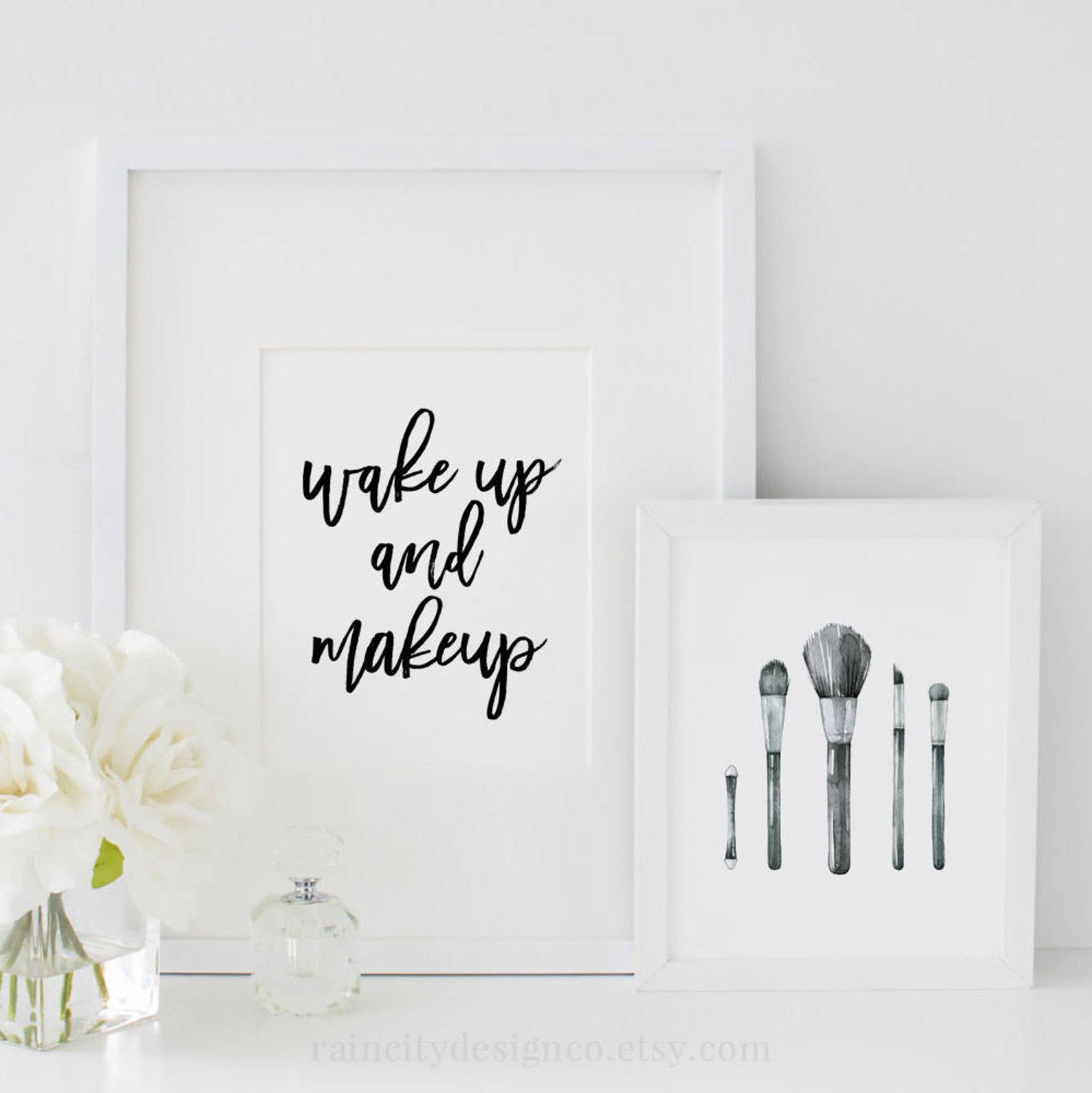 Makeup Brushes Makeup Brush Print Makeup Print Fashion | Etsy