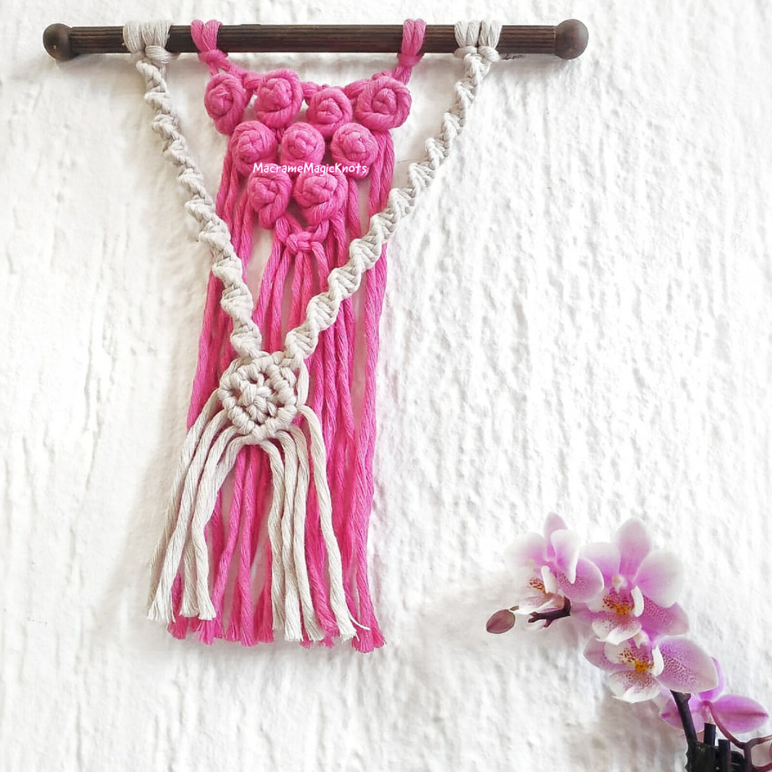 TUTORIAL Macrame Rose Wall Hanging Pattern Macrame Wall - Etsy