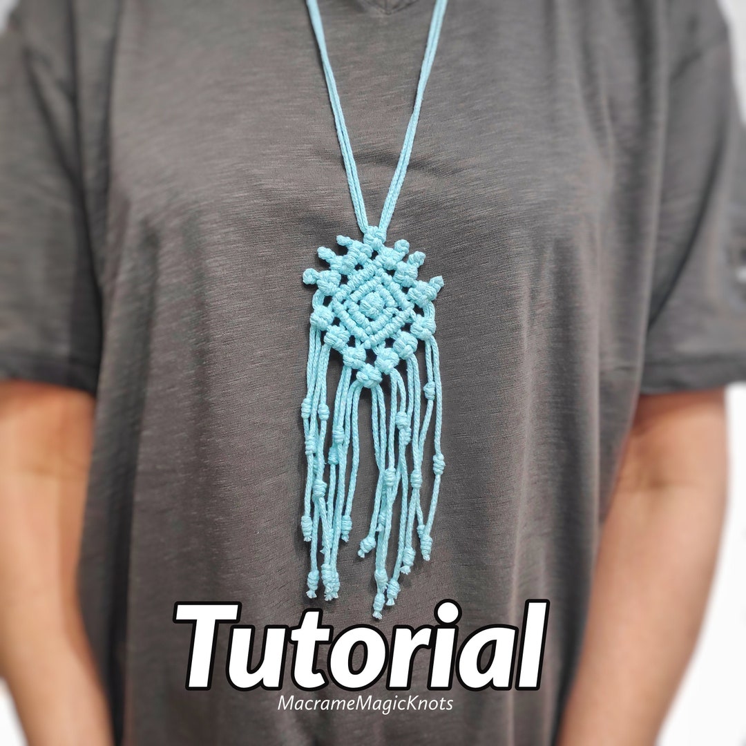 Macrame Necklace Tutorial Macrame Necklace Pattern Macrame Necklace DIY ...