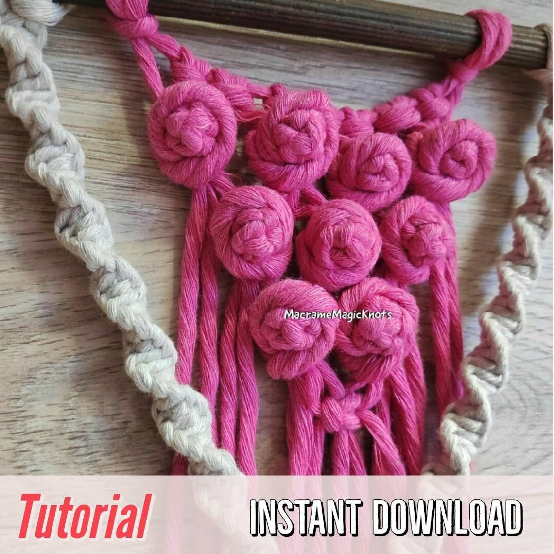 TUTORIAL Macrame Rose Wall Hanging Pattern Macrame Wall - Etsy