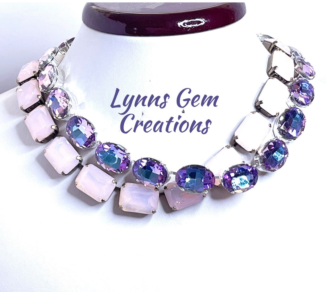 Pink Opal Georgian Collet, Vitrial Light Crystal Choker, Anna Wintour ...