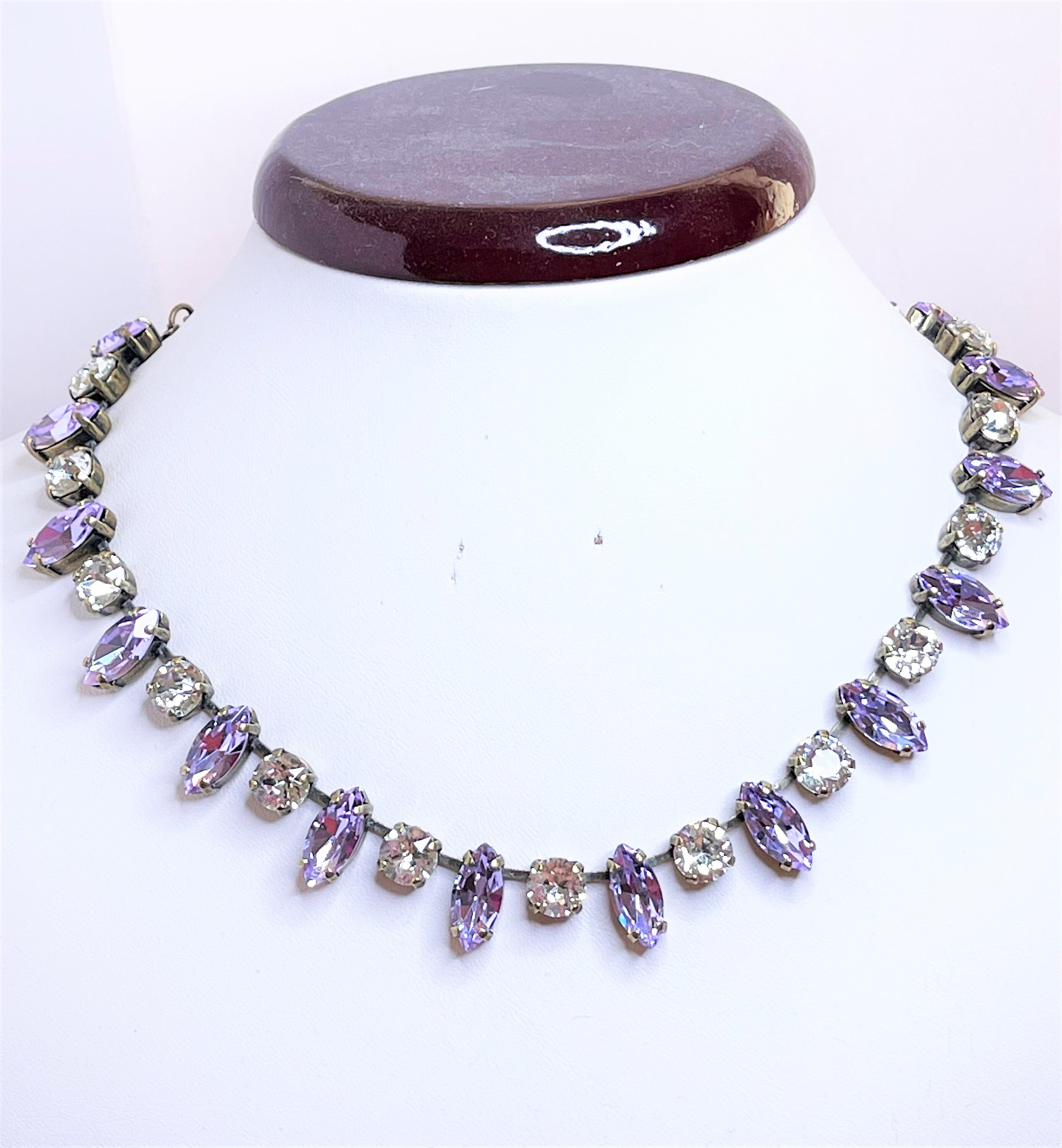 Violet Georgian Crystal Necklace Navette Crystal Choker - Etsy
