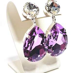 Violet Peardrop Crystal Earrings, Vintage Style, Statement Drops ...