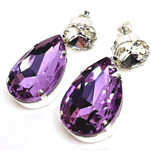 Violet Peardrop Crystal Earrings, Vintage Style, Statement Drops ...