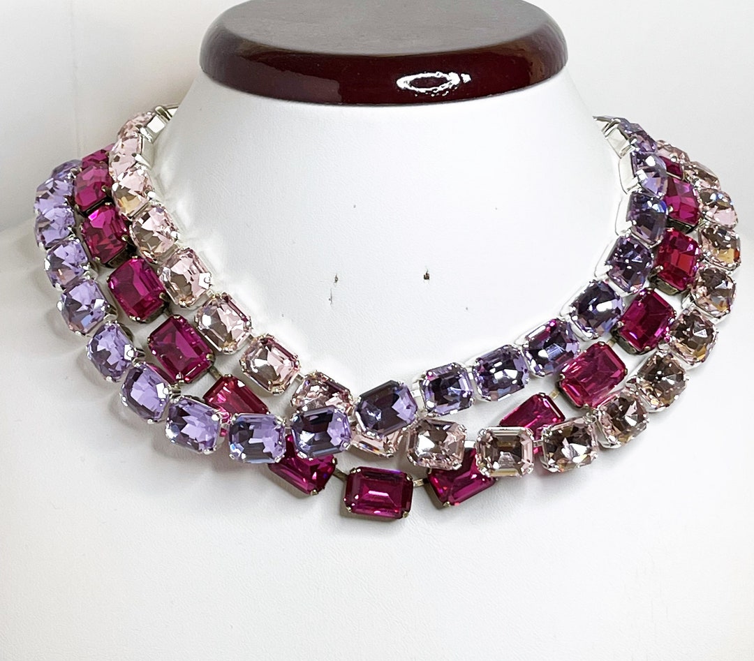 Violet Georgian Collet Necklace, Premium Crystal, Anna Wintour Style ...