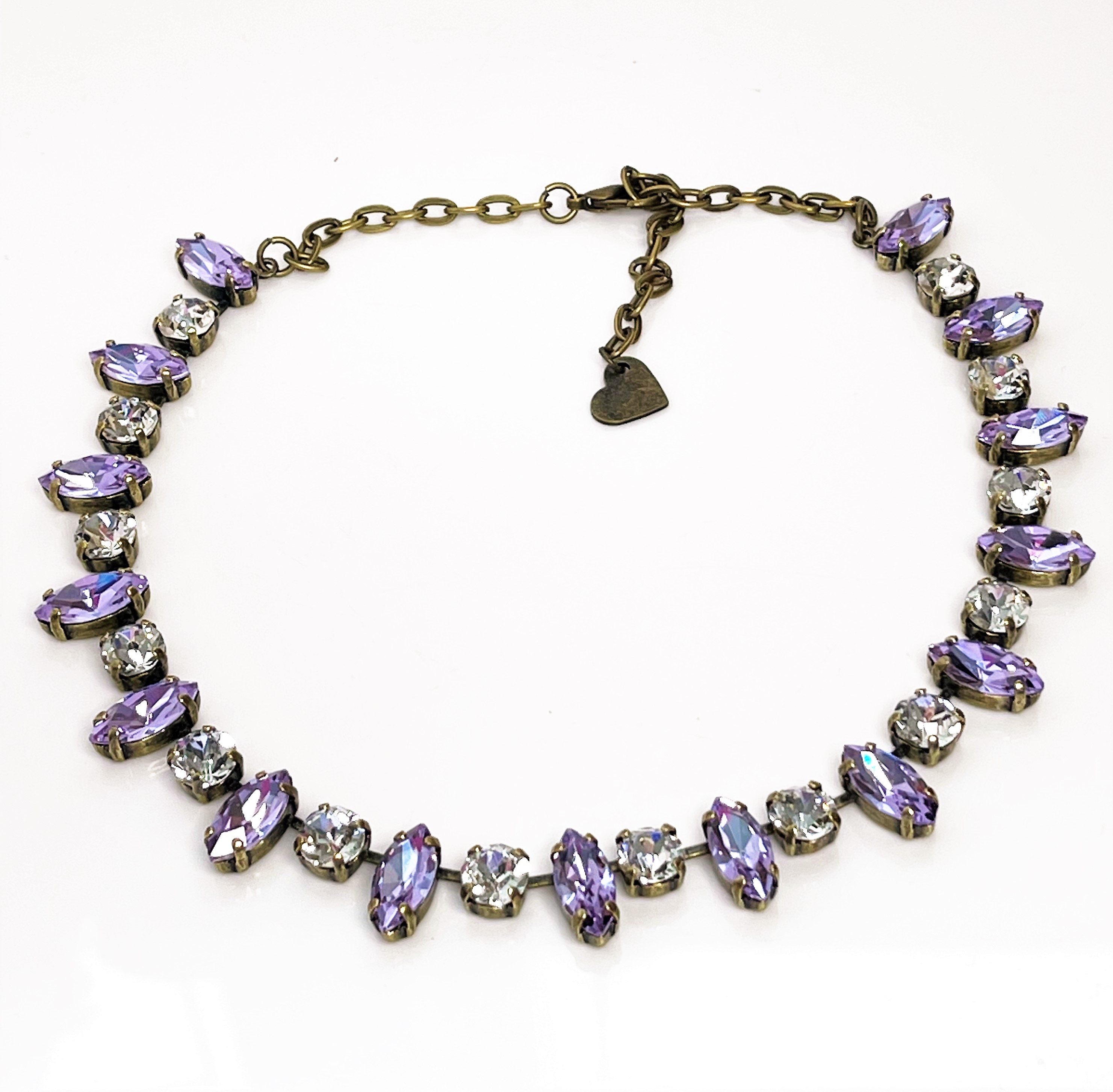 Violet Georgian Crystal Necklace Navette Crystal Choker - Etsy