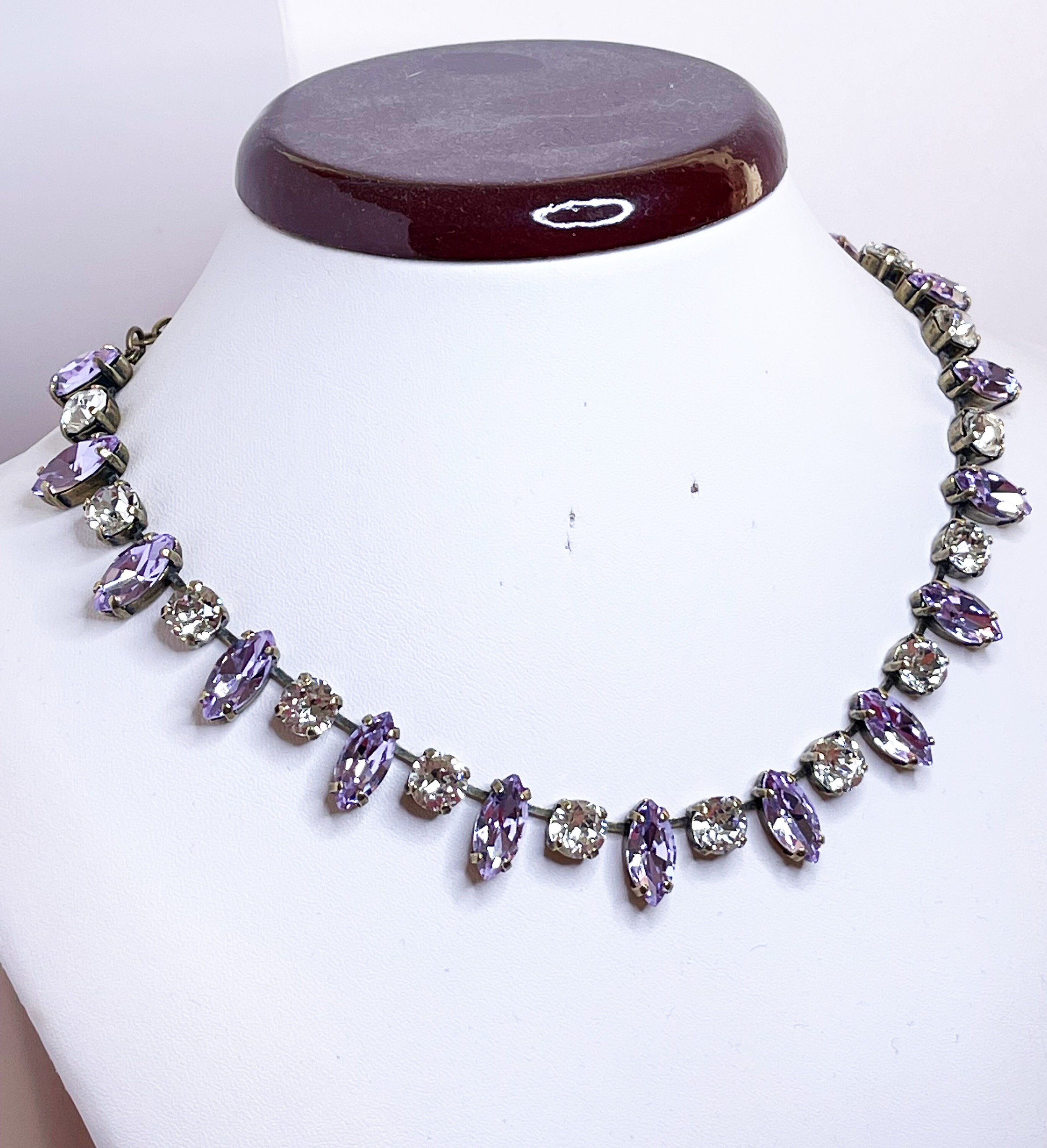 Violet Georgian Crystal Necklace Navette Crystal Choker - Etsy