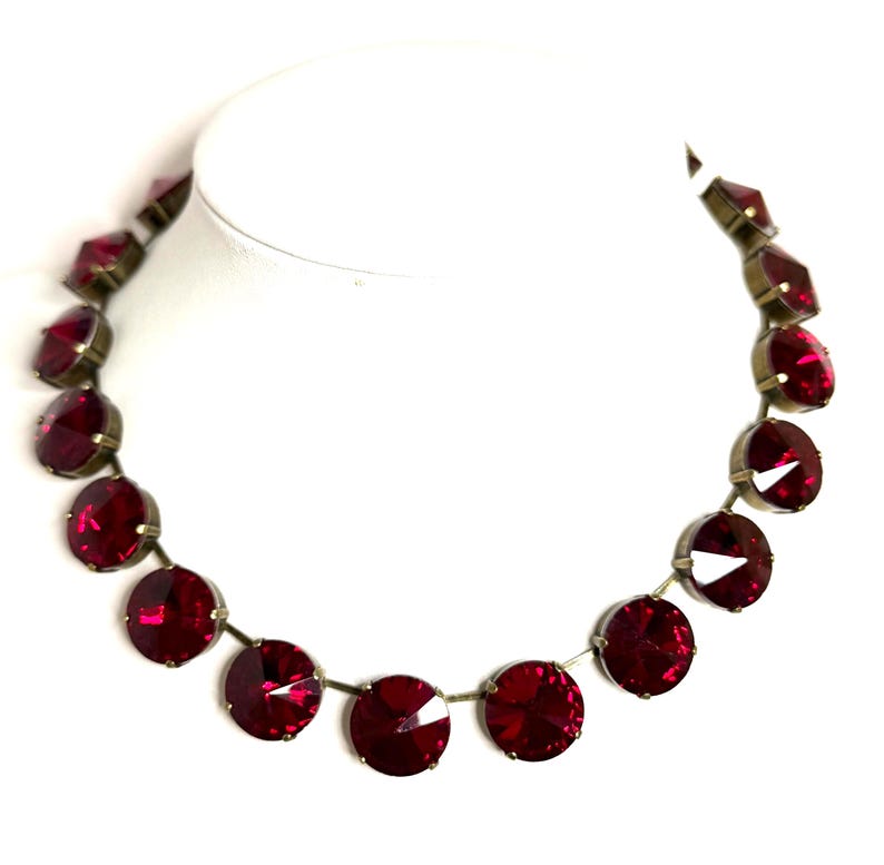 Georgian Crystal Collet Necklaces, Anna Wintour Style, Pink Green Red ...