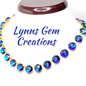 Anna Wintour Style Necklace, Bermuda Blue Austrian Crystal Necklace ...