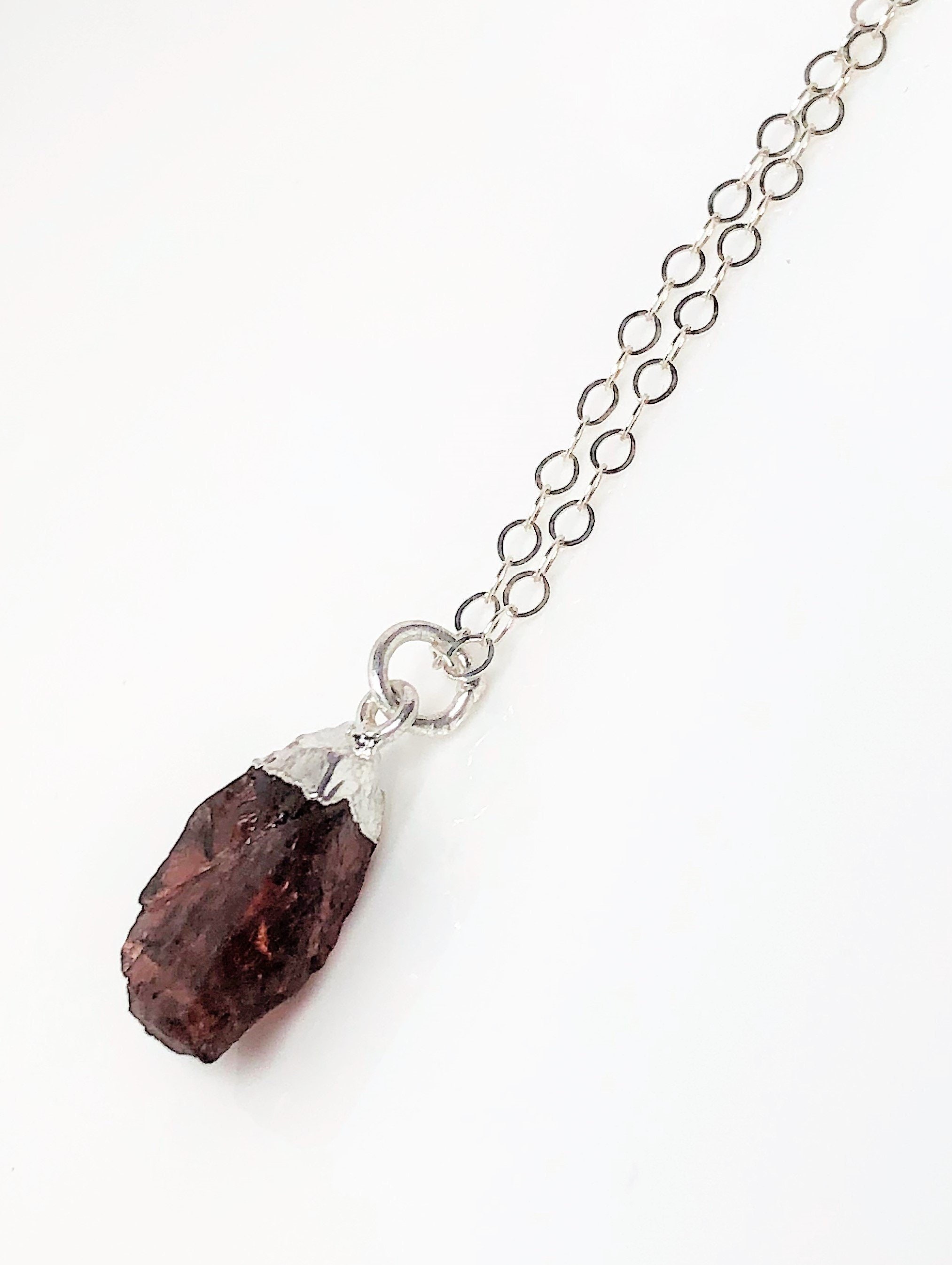Red Garnet Raw Stone Pendant Sterling Silver Natural Stone | Etsy