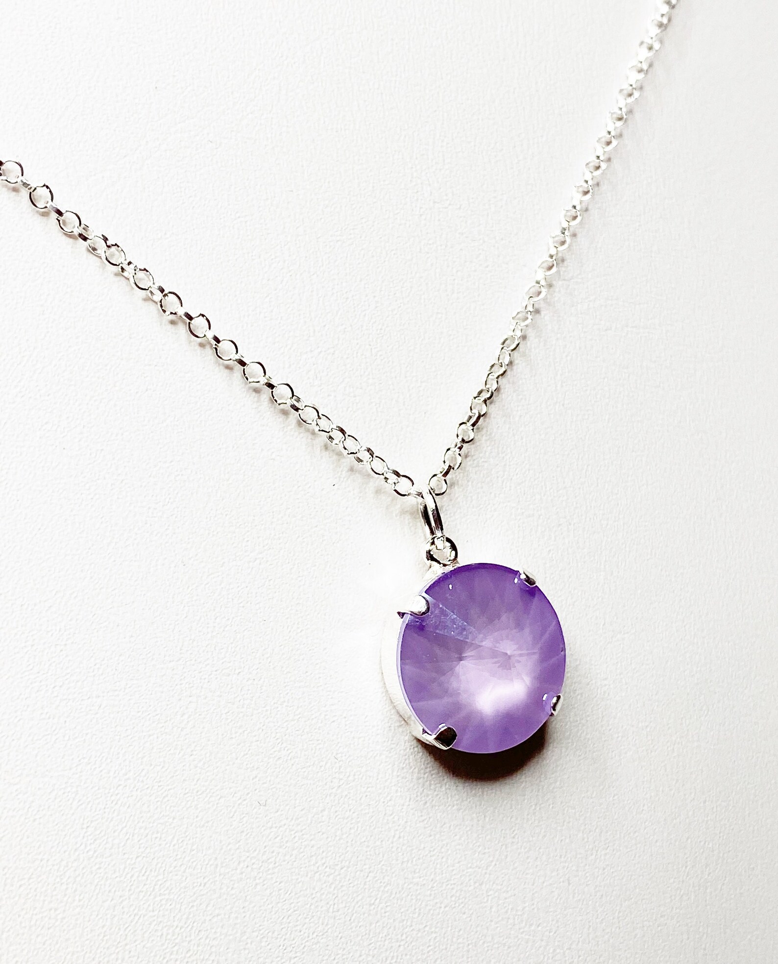 Lilac Crystal Pendant Sparkly Crystal Necklace Light Purple - Etsy UK