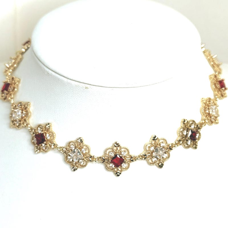 Victorian Bib Red Necklace - Etsy UK