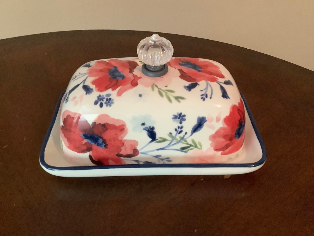 Dolly Parton’s Two Piece Red Poppy Stoneware Butter Dish. - Etsy