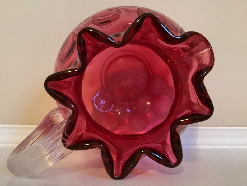 Fentons Small Cranberry Coin Dot Glass Inverted Thumb Print - Etsy
