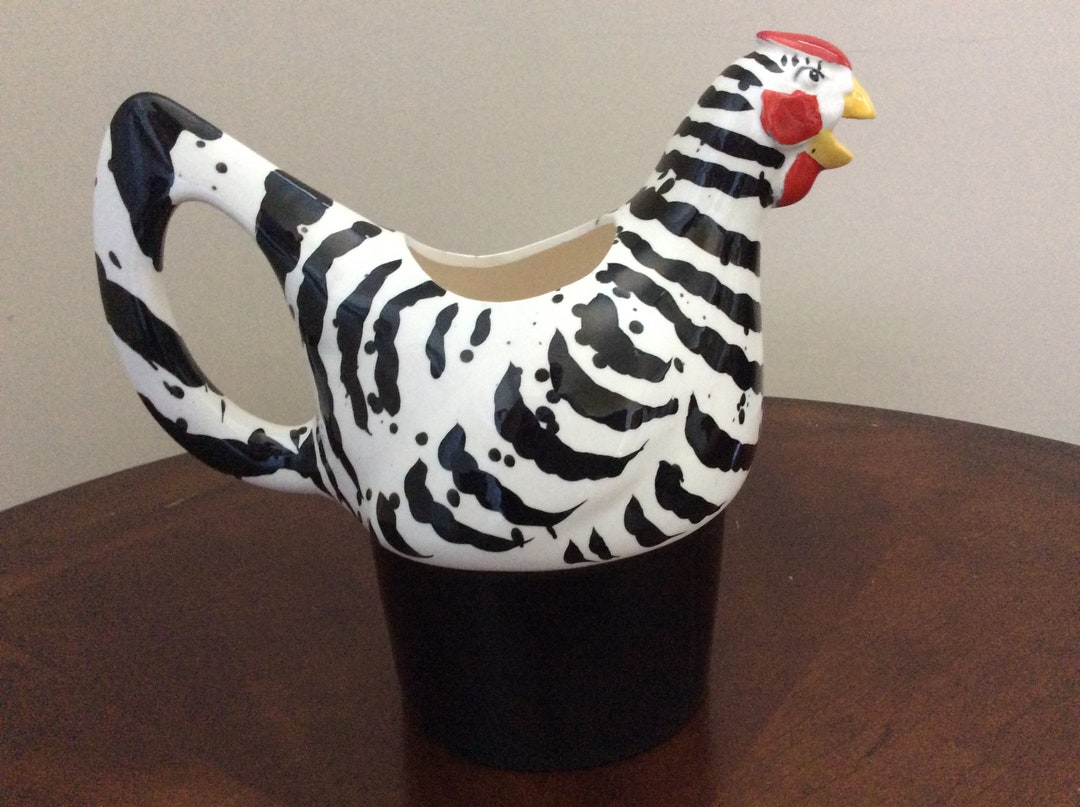 Black and White French Hen Pitcher Dept. 56. - Etsy
