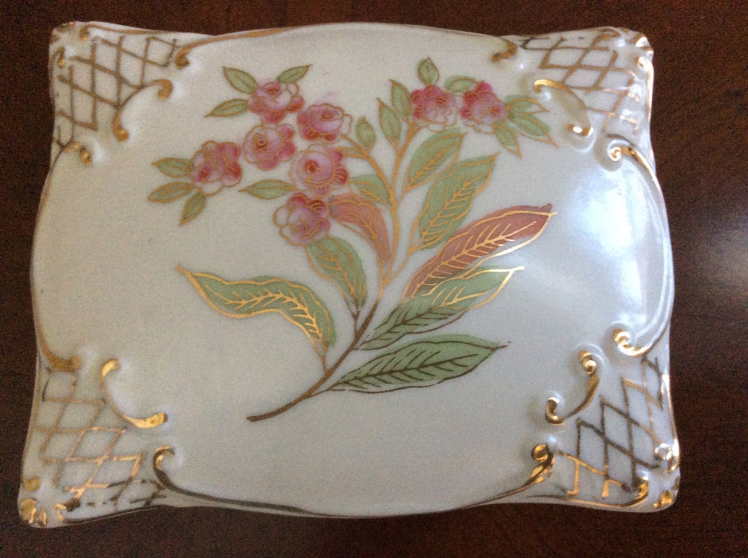 Pretty! Trinket/jewelry Box With Floral and Gold Designs. - Etsy