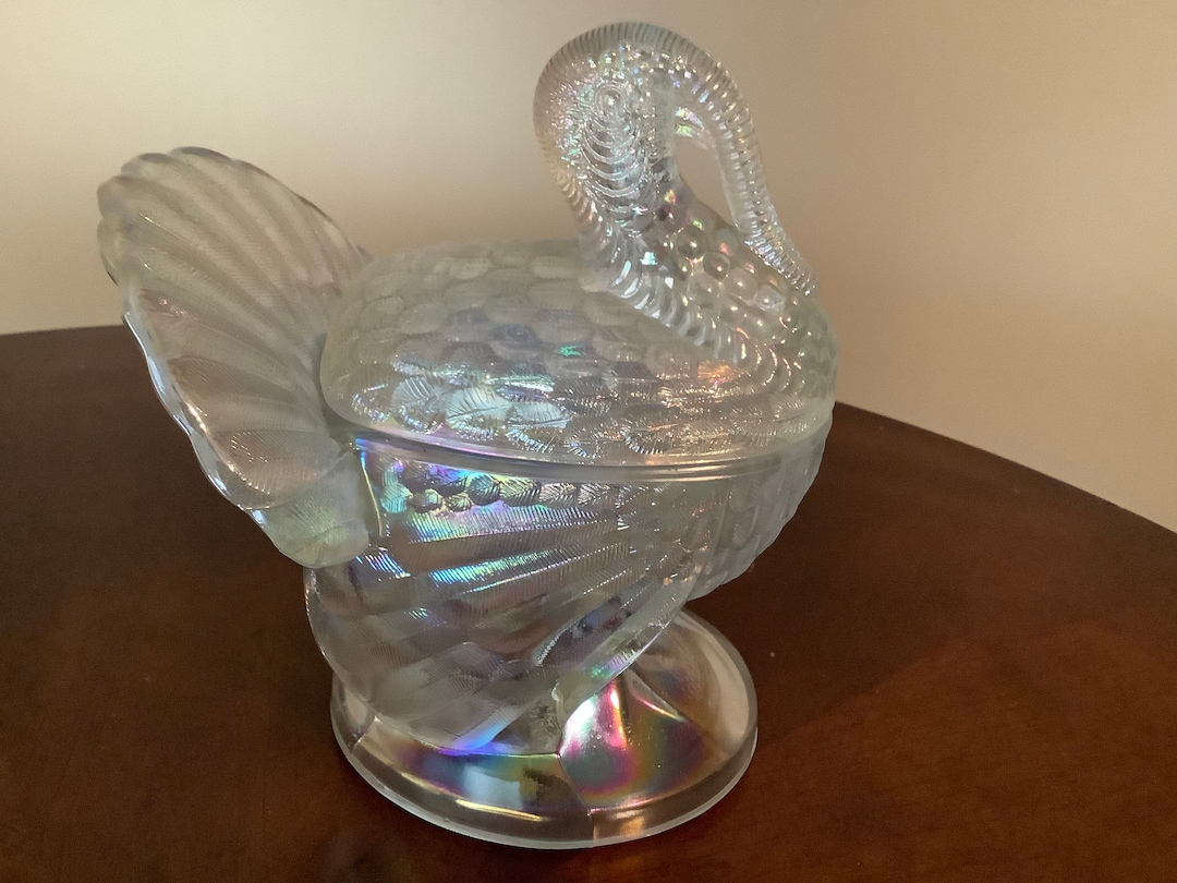 A Large Iridescent Glass Turkey Covered Dish. - Etsy