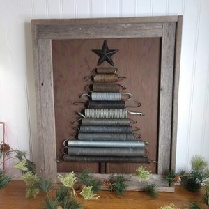 LARGE 23" X 19" Vintage Hardwood Rusty Spring Christmas Tree / Holiday ...
