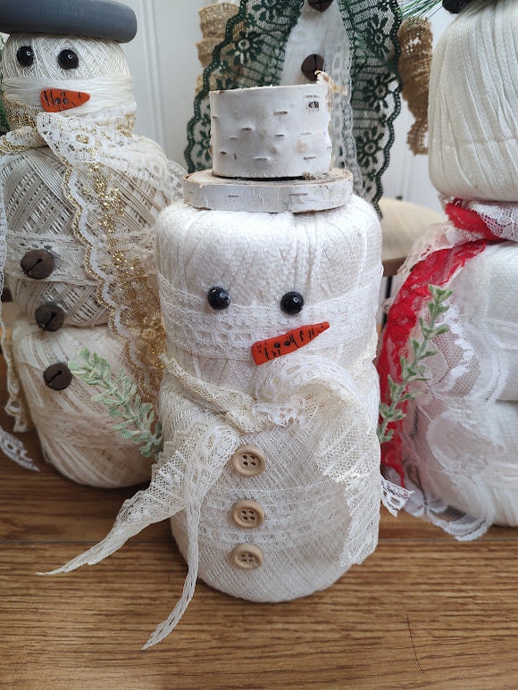 Crochet Thread Spool Snowmen ~ Whimsical Snowman ~ Sewer's Snowman - Etsy