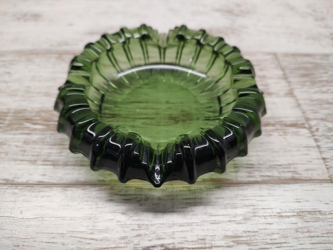 Vintage Fostoria Emerald Green Ashtray Trinket Dish Brush Holder - Etsy