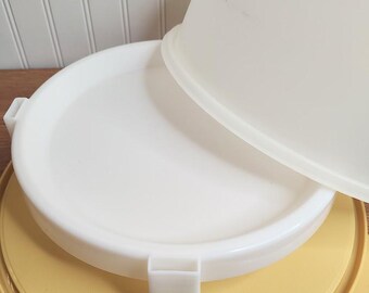 TUPPERWARE White Sheer Lid 10 Round Cake Taker Traveling Cake Harvest ...