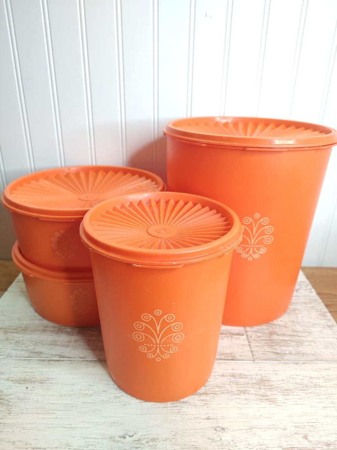 Orange Tupperware Canister Set - Canister Set- Servalier Lids ~ #1339 ...
